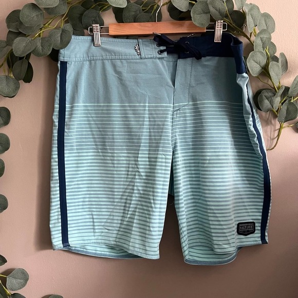 Salt Life | Swim | Saltlife Blue And Grey Swim Trunks Tie Waist Size 38 ...